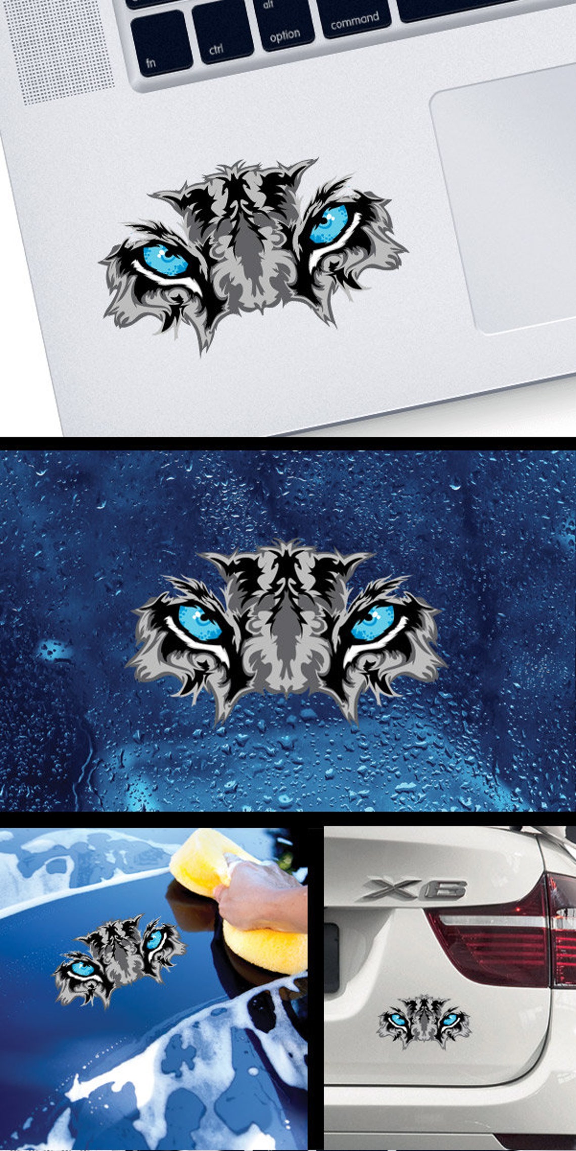 Decal Sticker Eye of the Tiger Attack Aggression Car Decoration ...