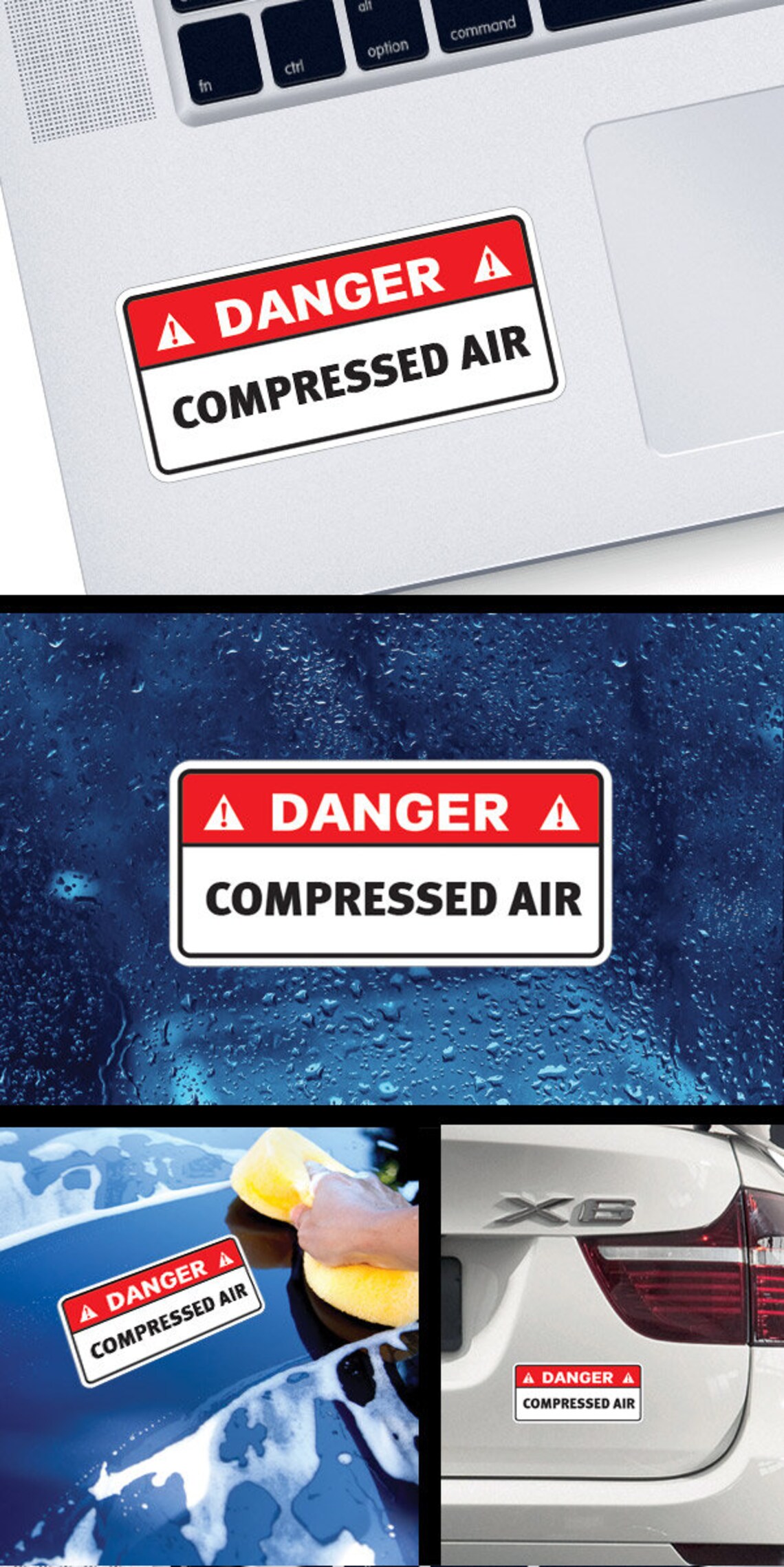 Decal Sticker Danger Compressed Air Industry Safety Information Sign ...