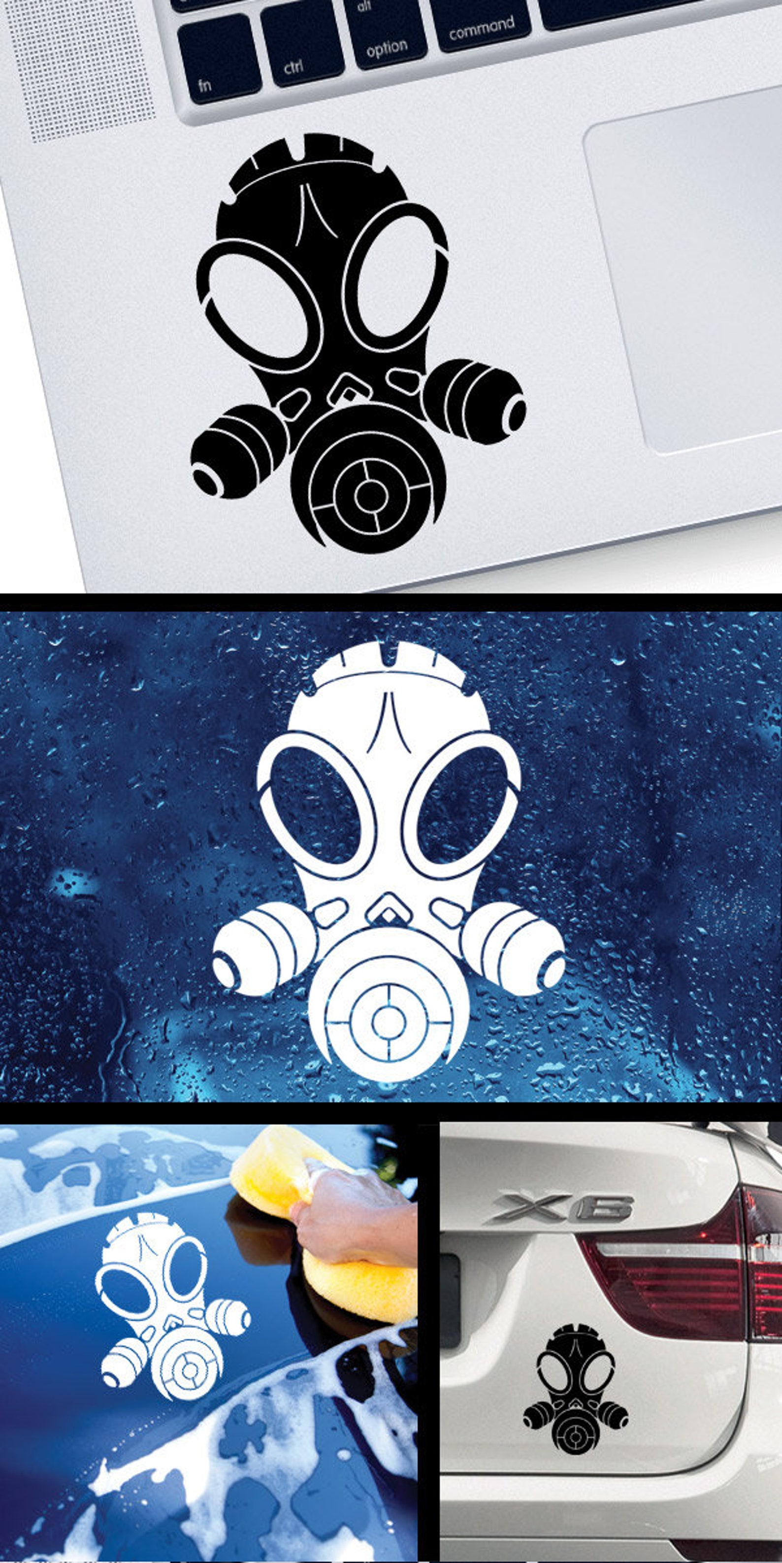 Decal Sticker Gas Mask Skull Fire Waterproof and Weatherproof for ...
