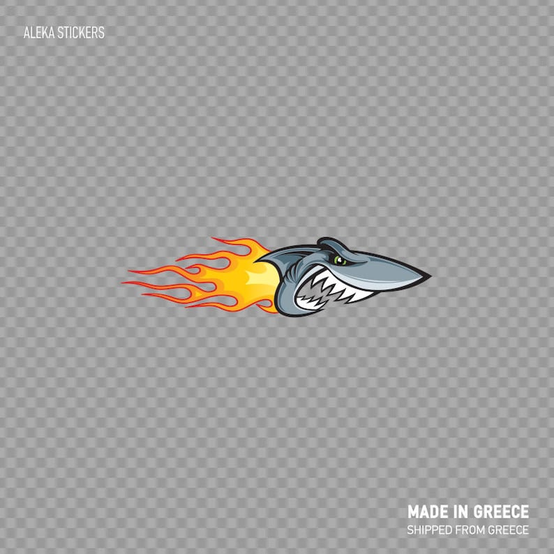 Decal Sticker Racing Shark With Flames Easy Rider Flamed Fire - Etsy