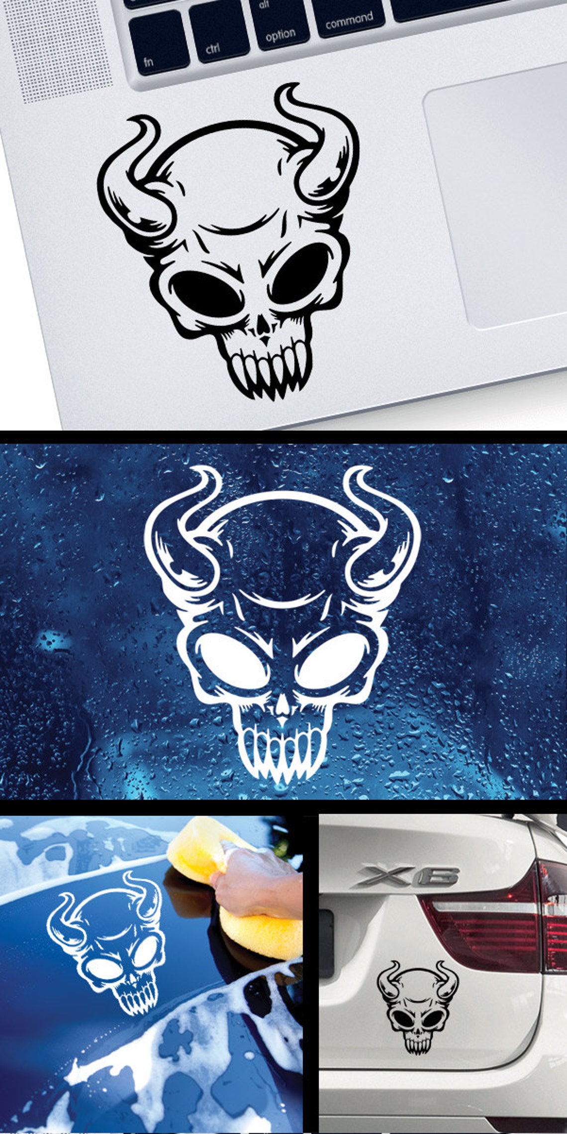 Decal Sticker Devil Skull Extreme Badness Evil Devil Satan Demon Hell ...