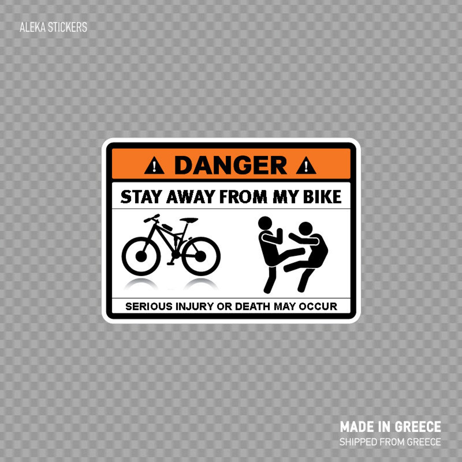 Decal Sticker Danger Funny Stay Away From My Bike Warning Humorous Sign ...