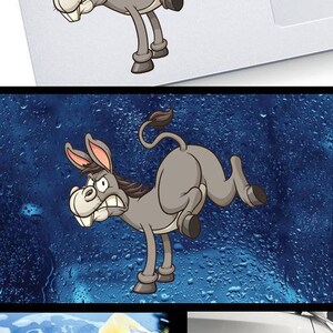 Decal Sticker Cartoon Angry Gray Donkey Kicking Farm X46W8 - Etsy