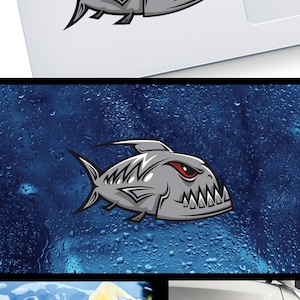 Decal Sticker Decal Sticker Decal Sticker Angry Gray Racing Piranha ...