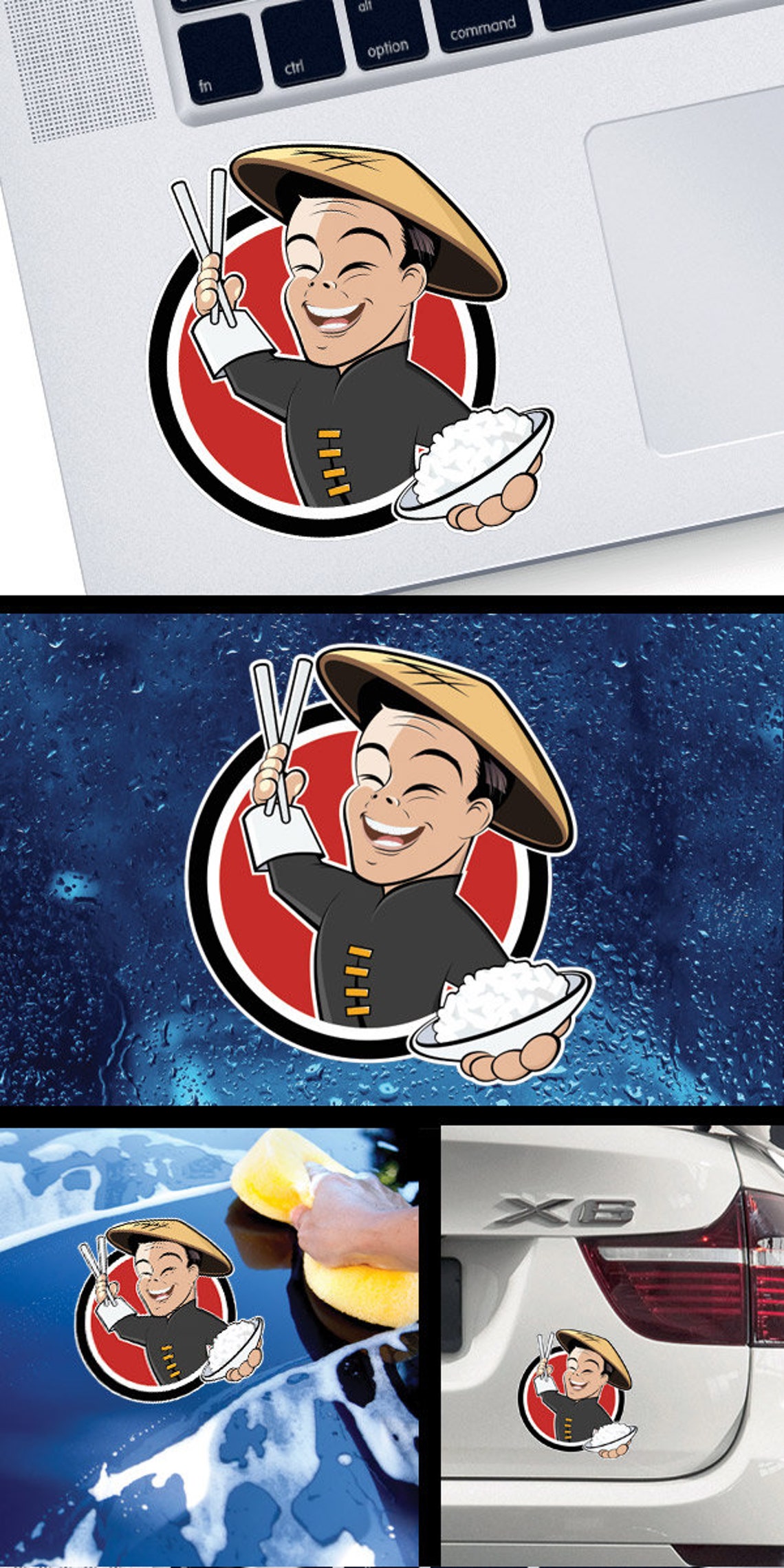 Decal Sticker Chinese Restaurant Decoration Store Hungry Delicious Meal ...