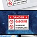 Decal Sticker Danger Gasoline. No Smoking. No Open Flames Safety Sign ...