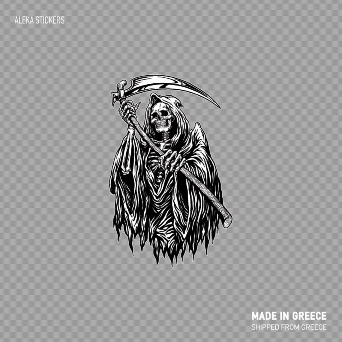 Decal Sticker Grim Death Reaper Black and White Complex Design 23RSW - Etsy