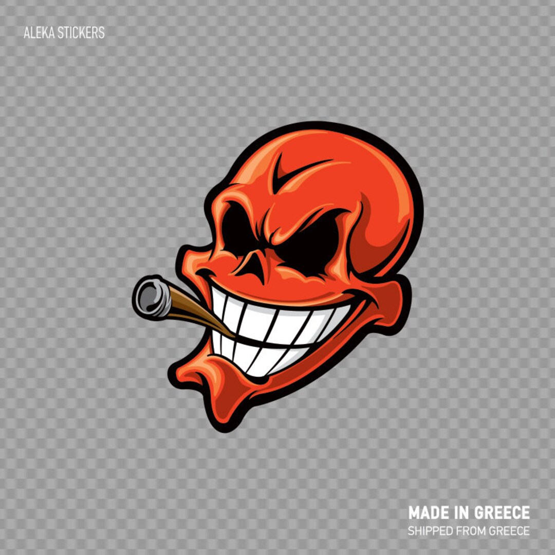 Decal Sticker Red Skull Mafia Cigar Night Club Outlaw Smoking Gang Guns ...