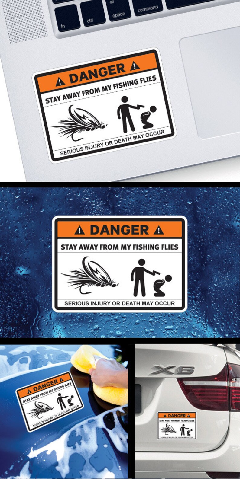 Decal Sticker Danger Stay Away From My Fishing Flies Funny - Etsy