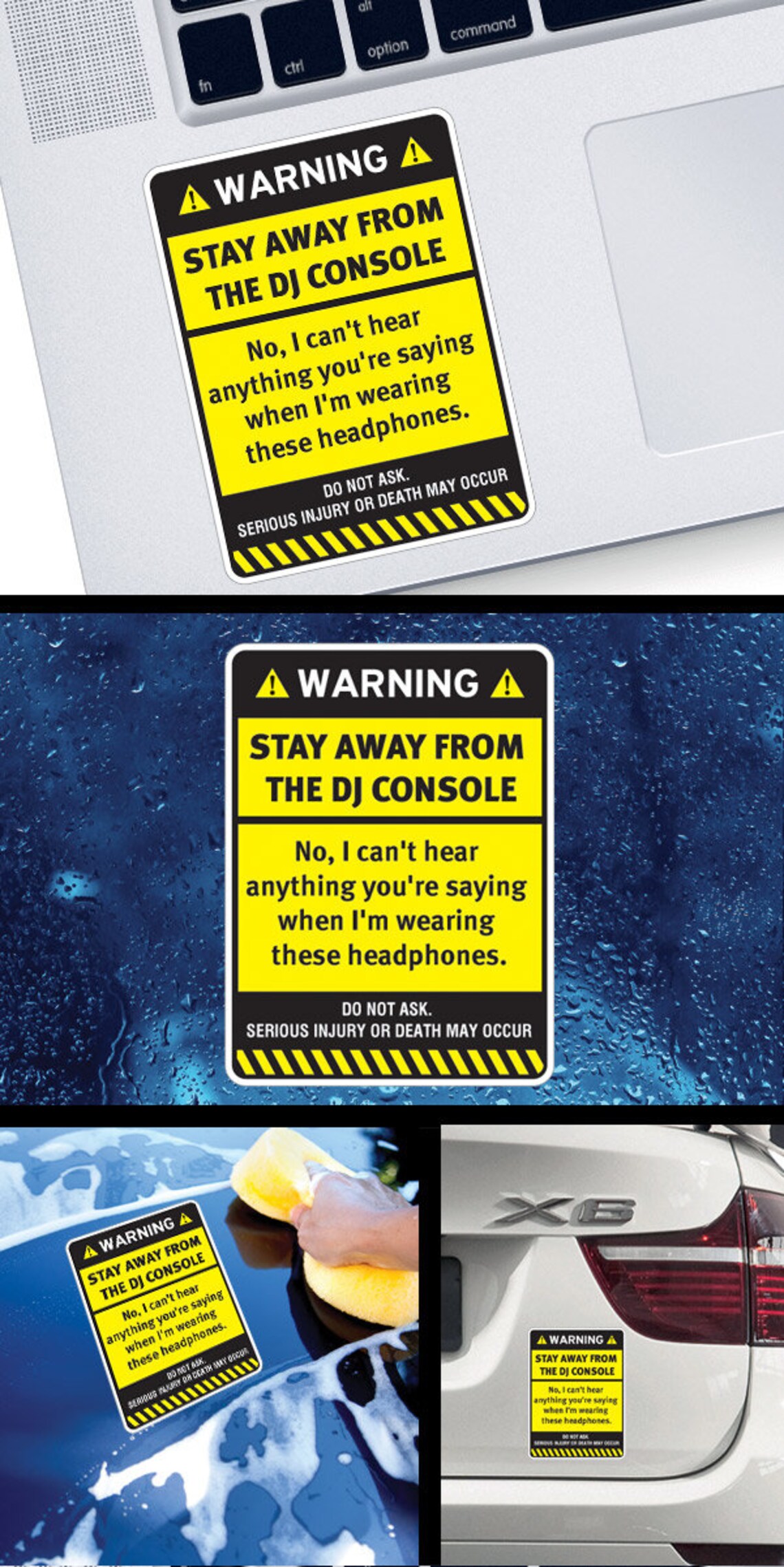 Decal Sticker Warning Sign Funny Stay Away From the Dj Console Funny ...