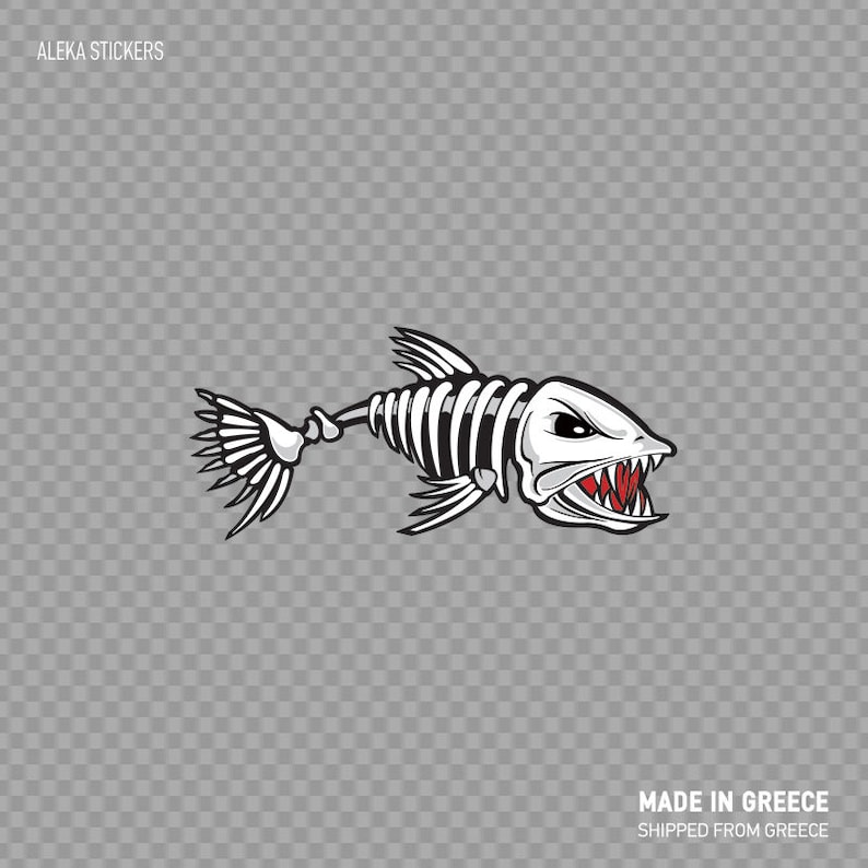 Decal Sticker Fish Skeleton Bones Fishing Store Decoration | Etsy