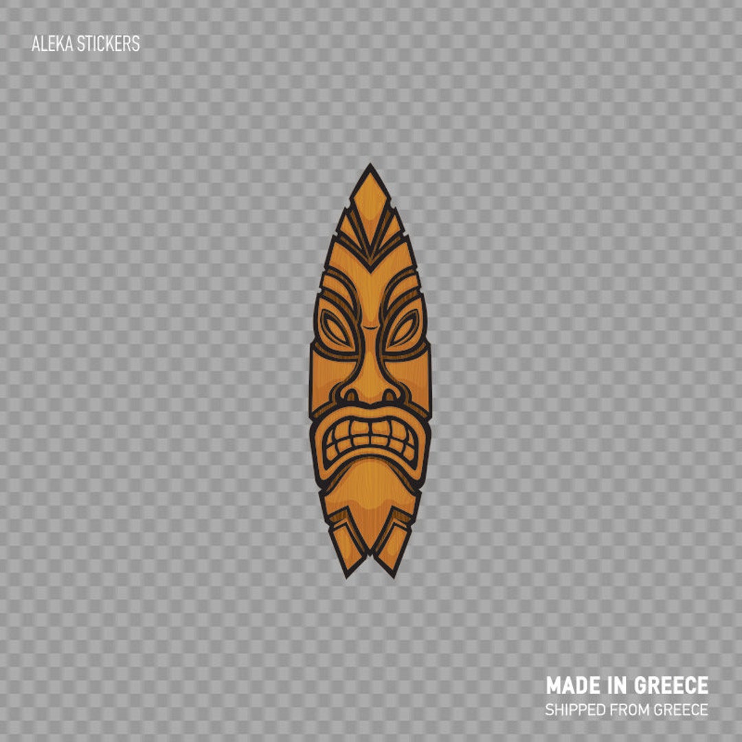 Decal Sticker Tiki Surfboard Surfer Reef Memorabilia Beach Illustration ...