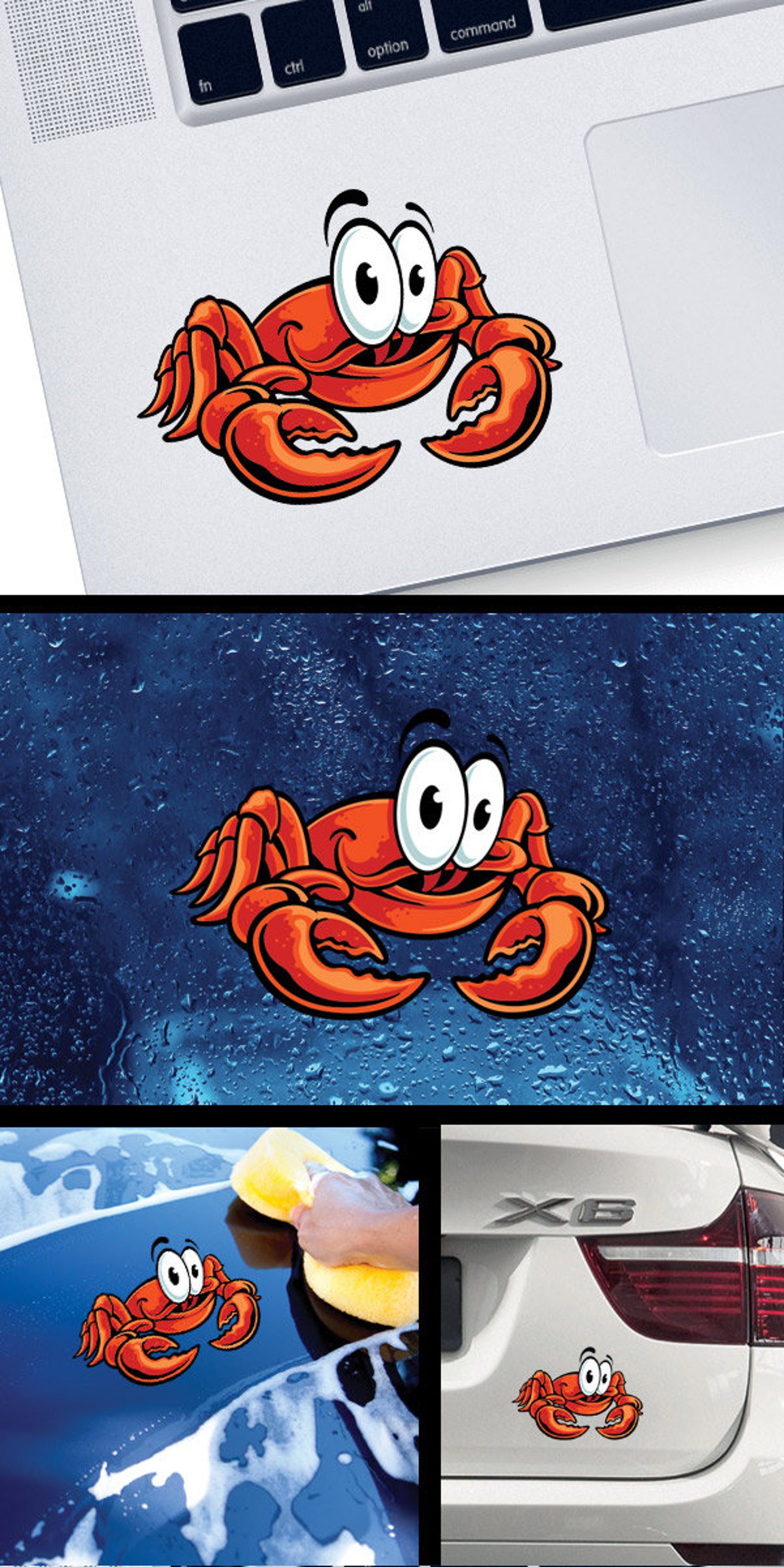 Decal Sticker Red Crab Cartoon Food Sauce Fishing Boat Seafood ...