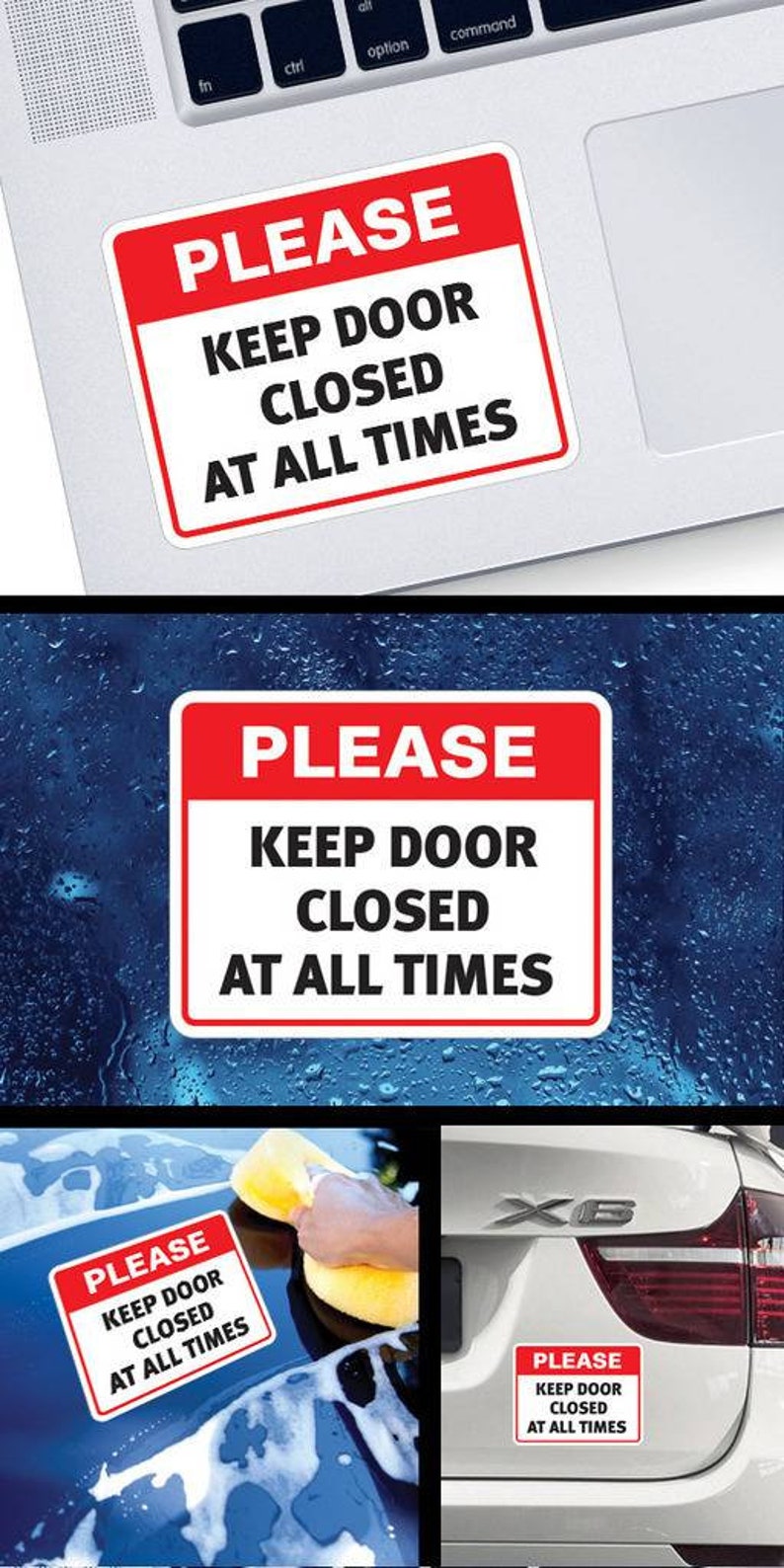 Decal Sticker Please Keep Door Closed at All Times Security Safety Sign ...