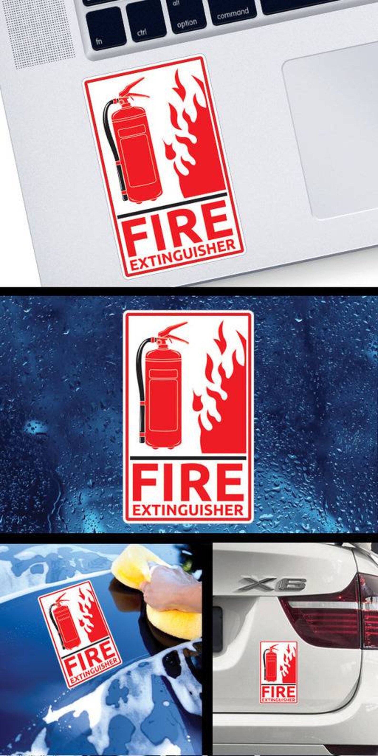 Decal Sticker Fire Extinguisher Sign Safety Interior Information XX7X5 ...