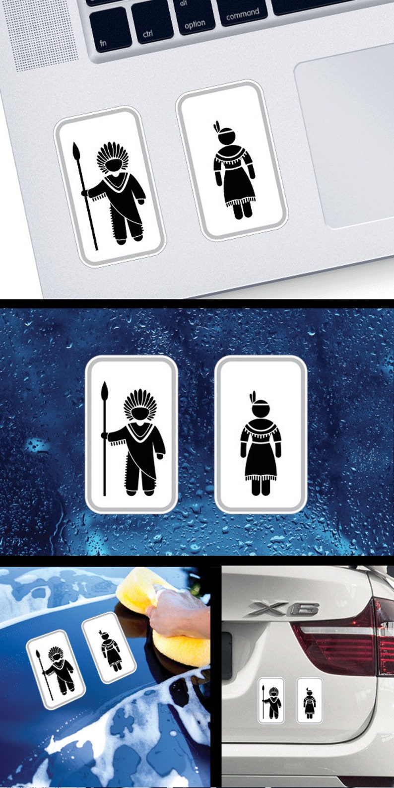 Decal Sticker Wc Restrooms Sign Red Indian Native Man Woman Toilet ...