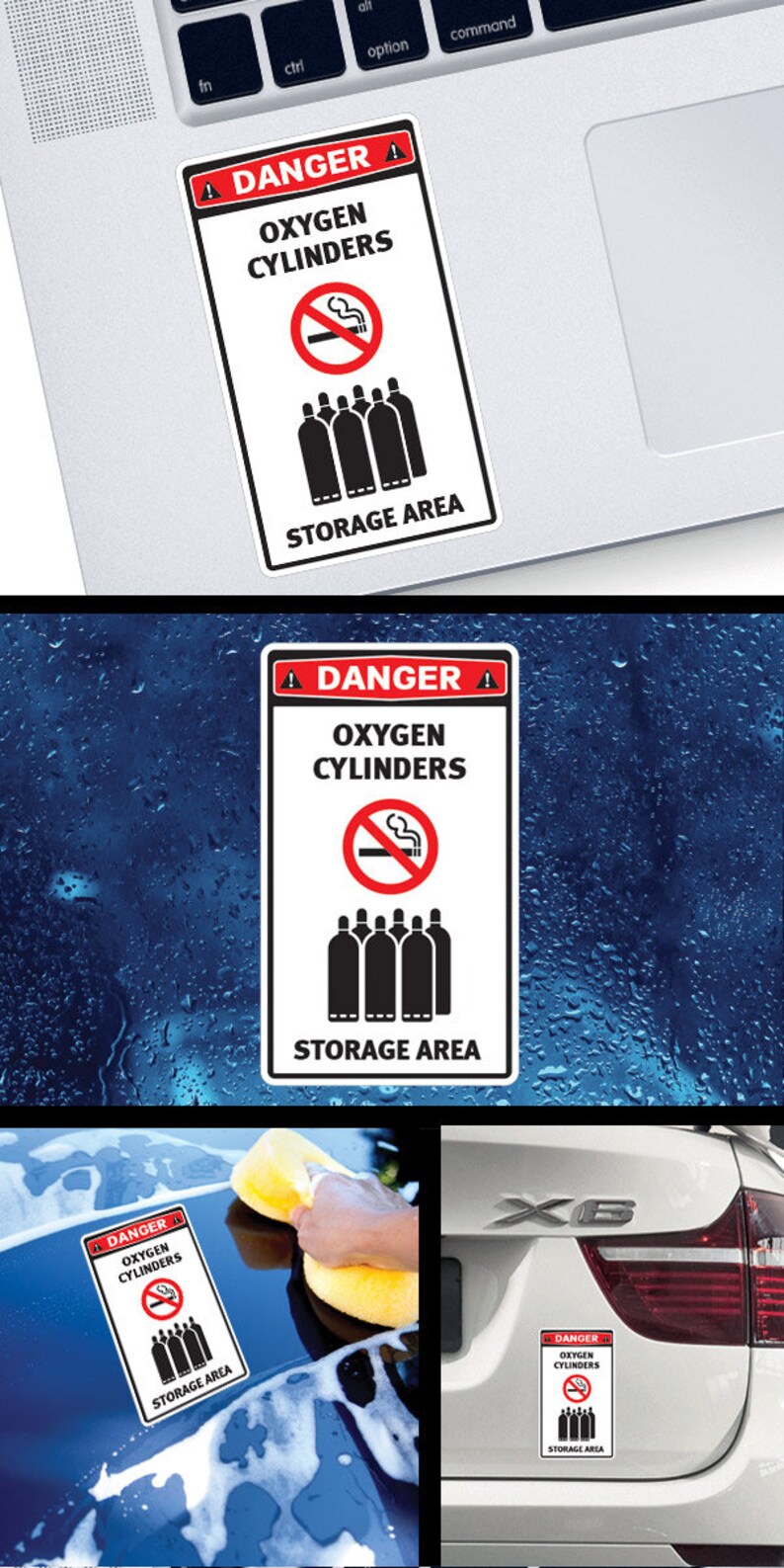 Decal Sticker Oxygen Cylinders. Storage Area. No Smoking. Safety Sign ...