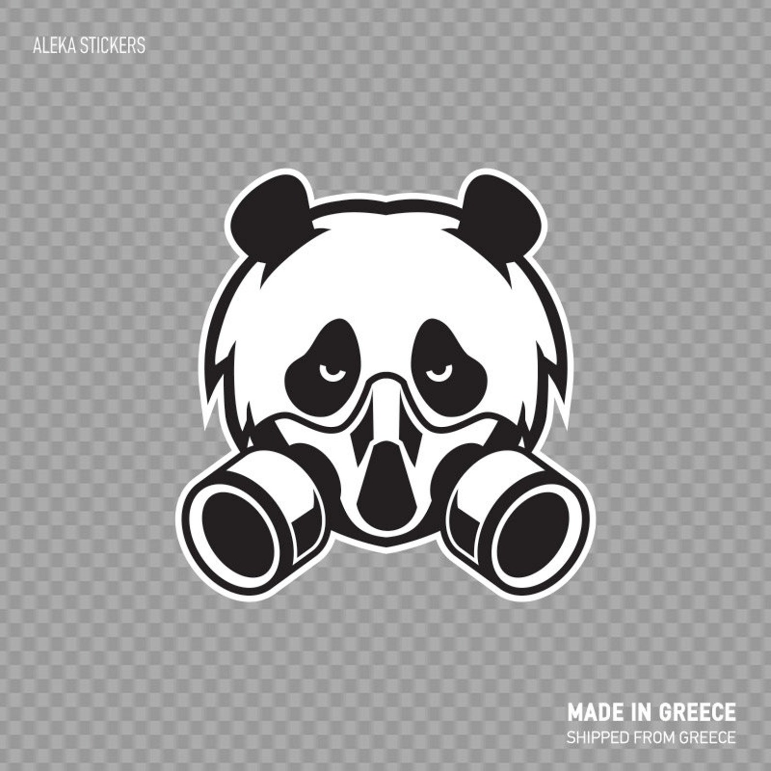Decal Sticker Panda Head With Gas Mask Black and White Room Decoration ...