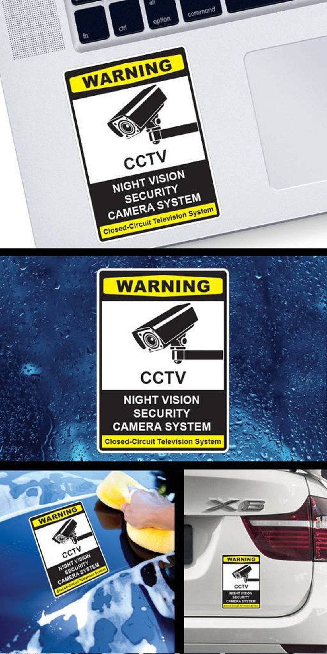 Decal Sticker Cctv Night Vision Security Camera System Security Sign ...