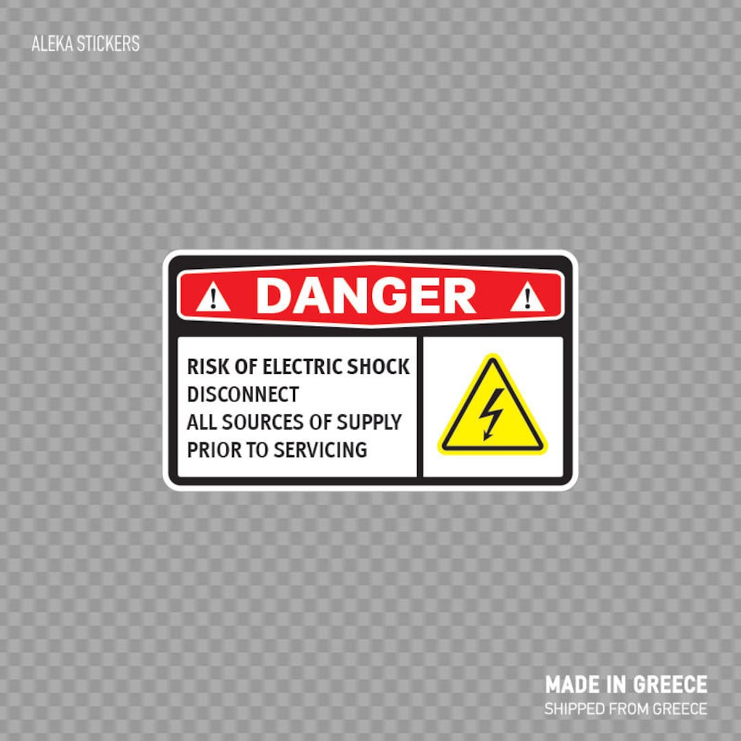 Decal Sticker Danger Risk of Electric Shock Disconnect All Sources of ...