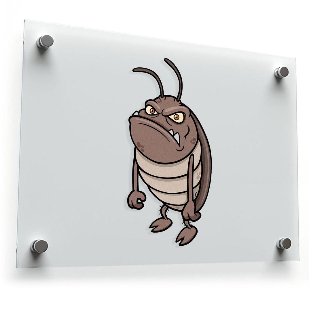 Angry Cockroach Sticker – Humorous Cartoon Roach Vinyl Decal for Cars ...