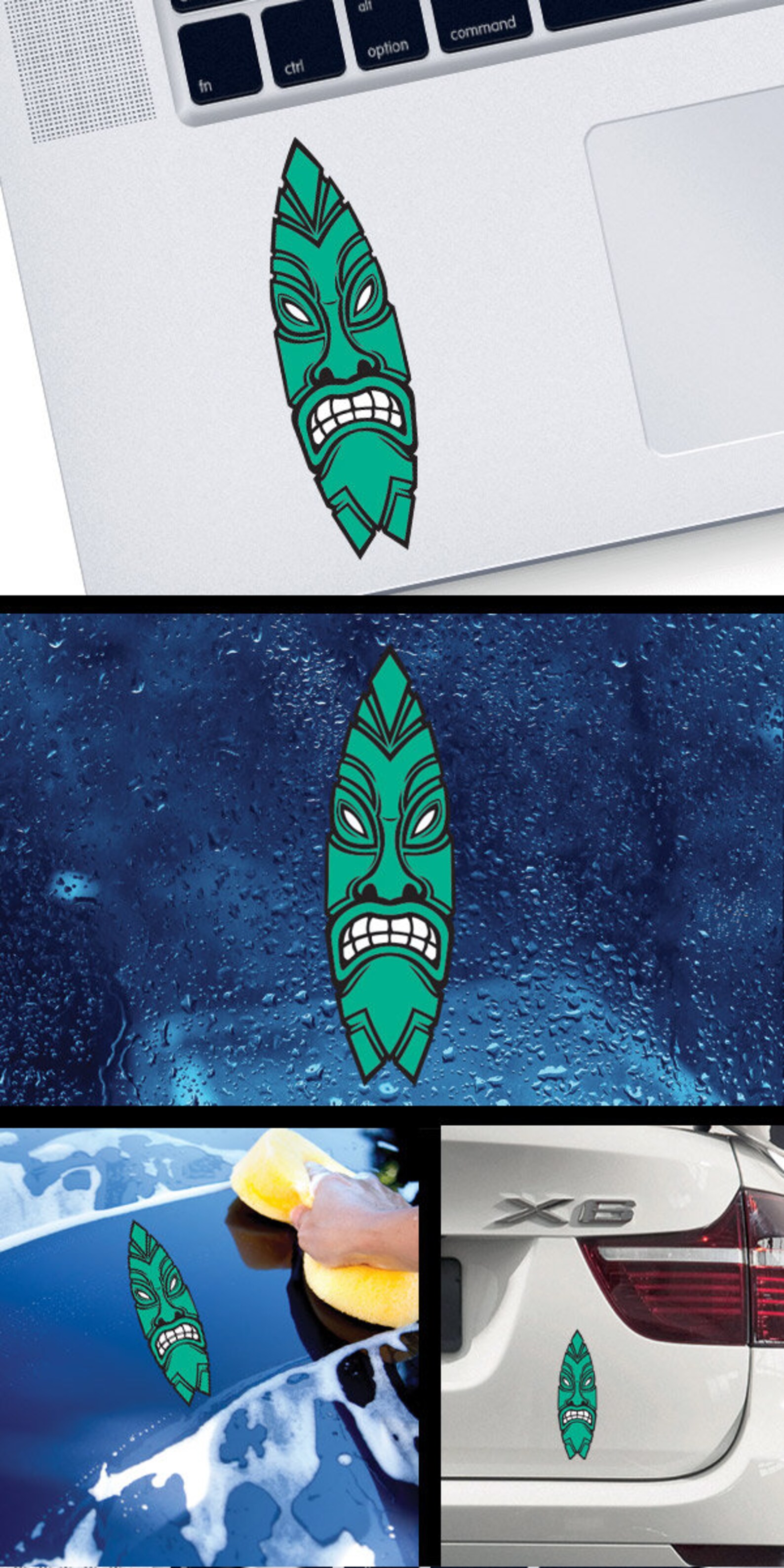 Decal Sticker Tiki Surfboard Surfer Surfboard Summer Souvenir Vacation ...