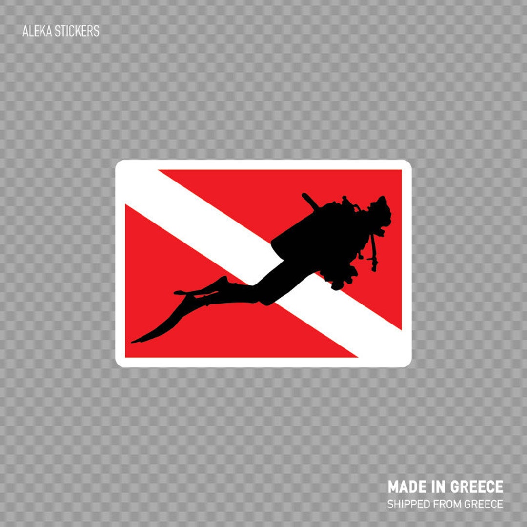 Flag Diver Scuba Sticker Decal - Explore Deep Sea Adventures & Boat ...
