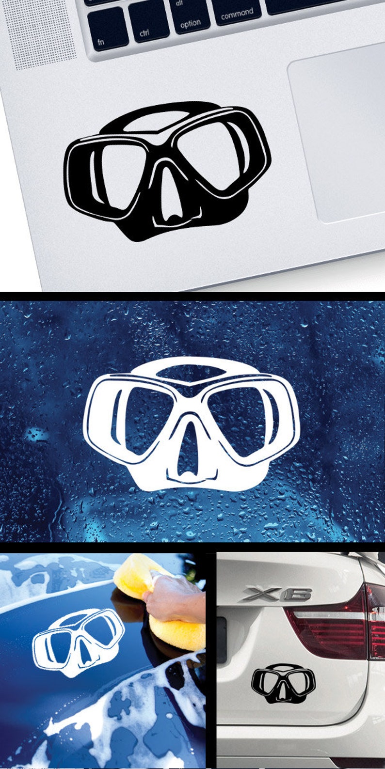 Decal Sticker Diver Scuba Mask Apnea Free-diving Snorkelling Scuba ...