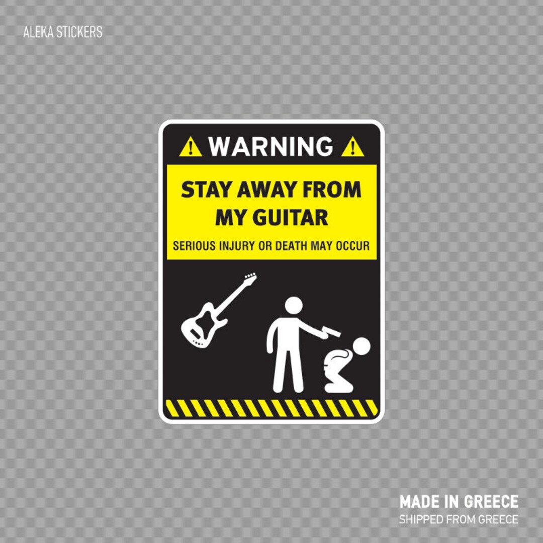 Buy Decal Sticker Stay Away From My Guitar Funny Sign Music X45KR ...