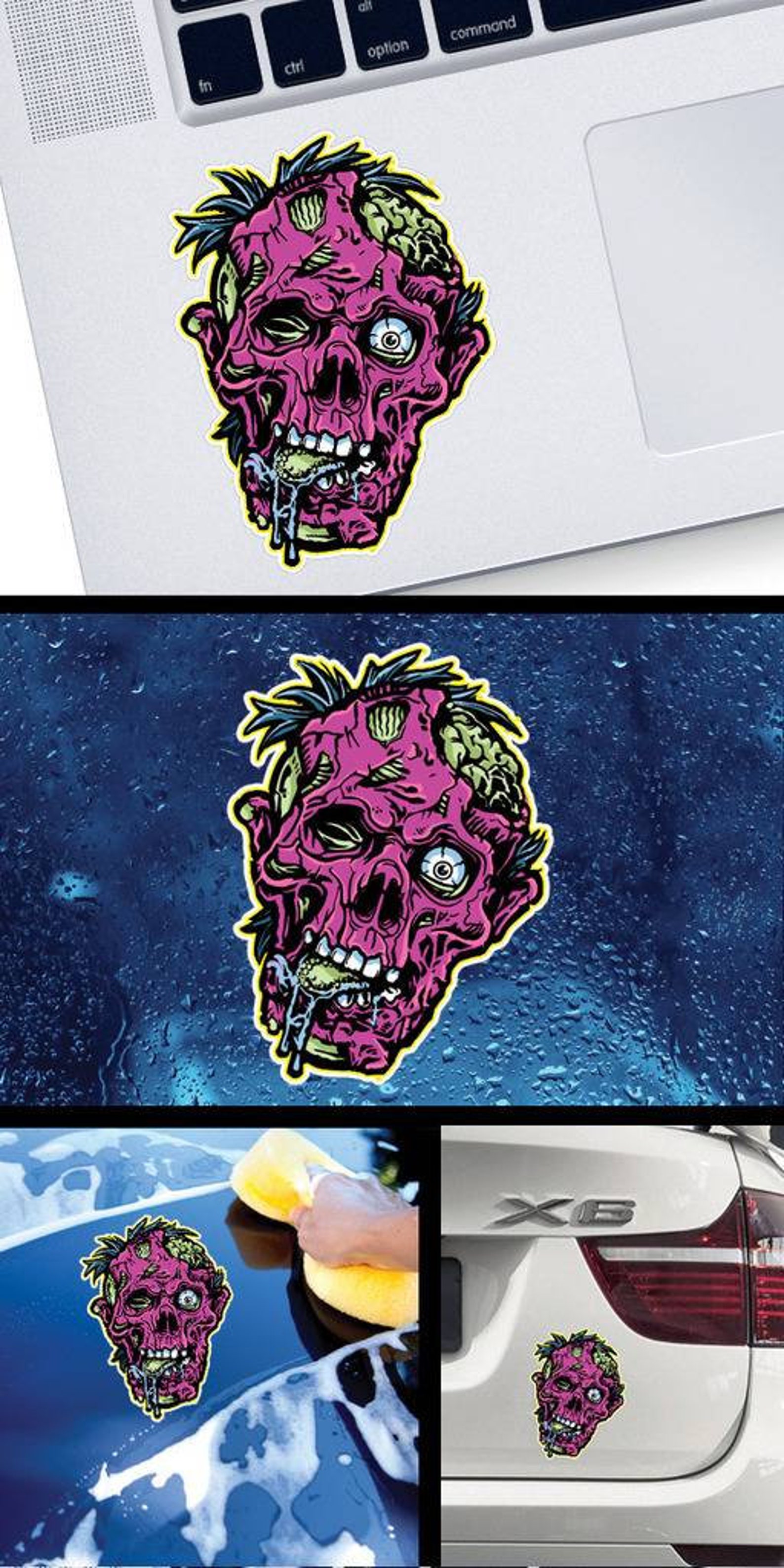 Decal Sticker Zombie Head Angry Aggression Attack Death Fear - Etsy
