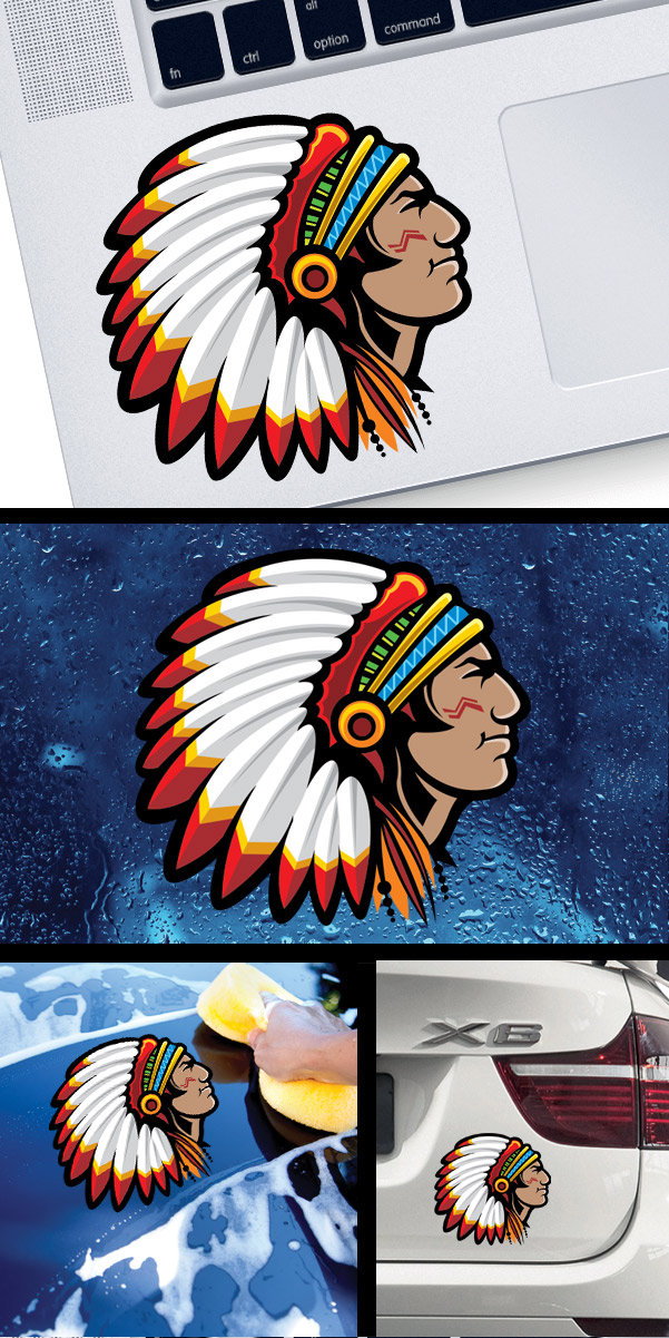 Decal Sticker Indian American Navajo Apache Cherokees Geronimo Cartoon ...