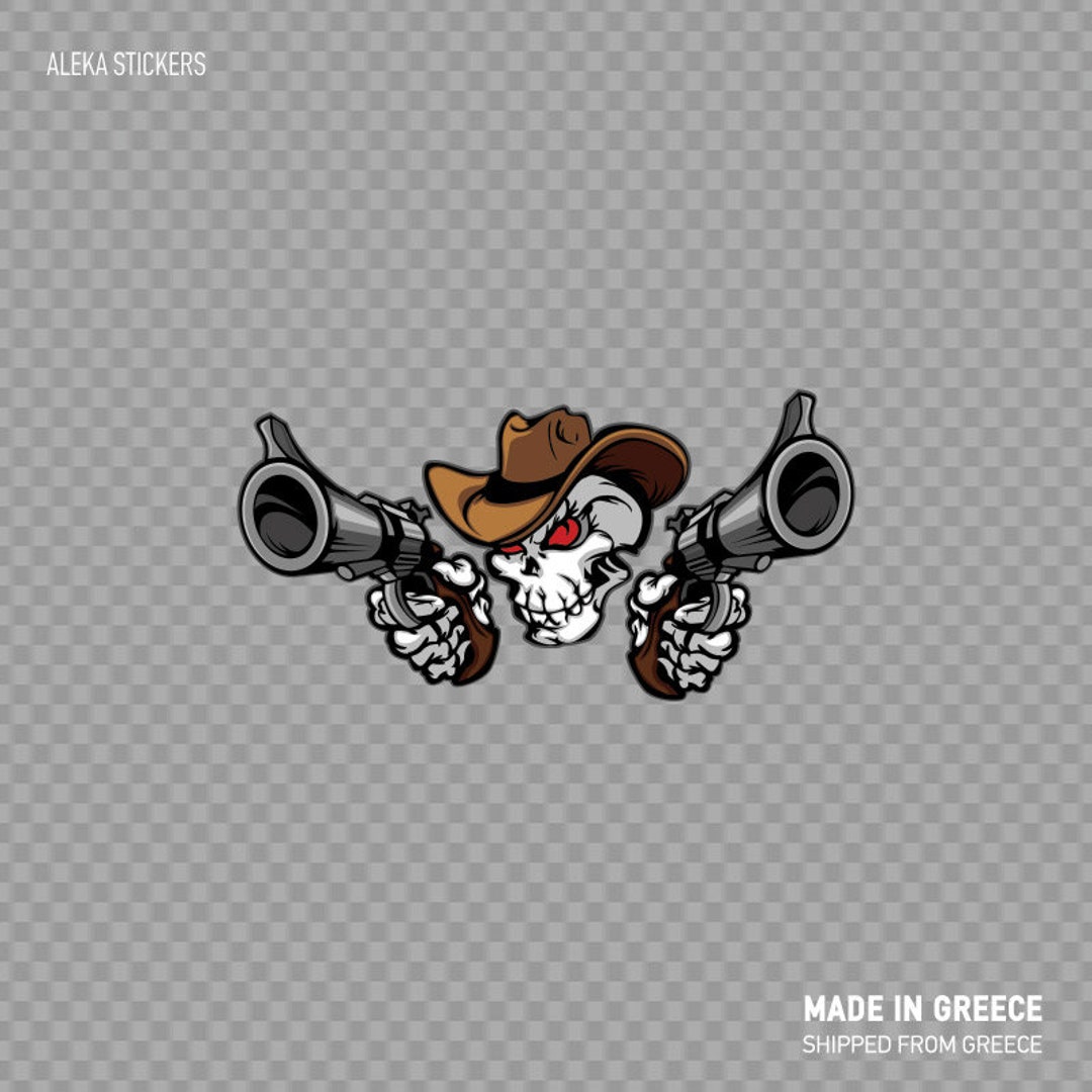 Decal Sticker Cowboy Skull West Guns Aggression Outlaw KR985 - Etsy
