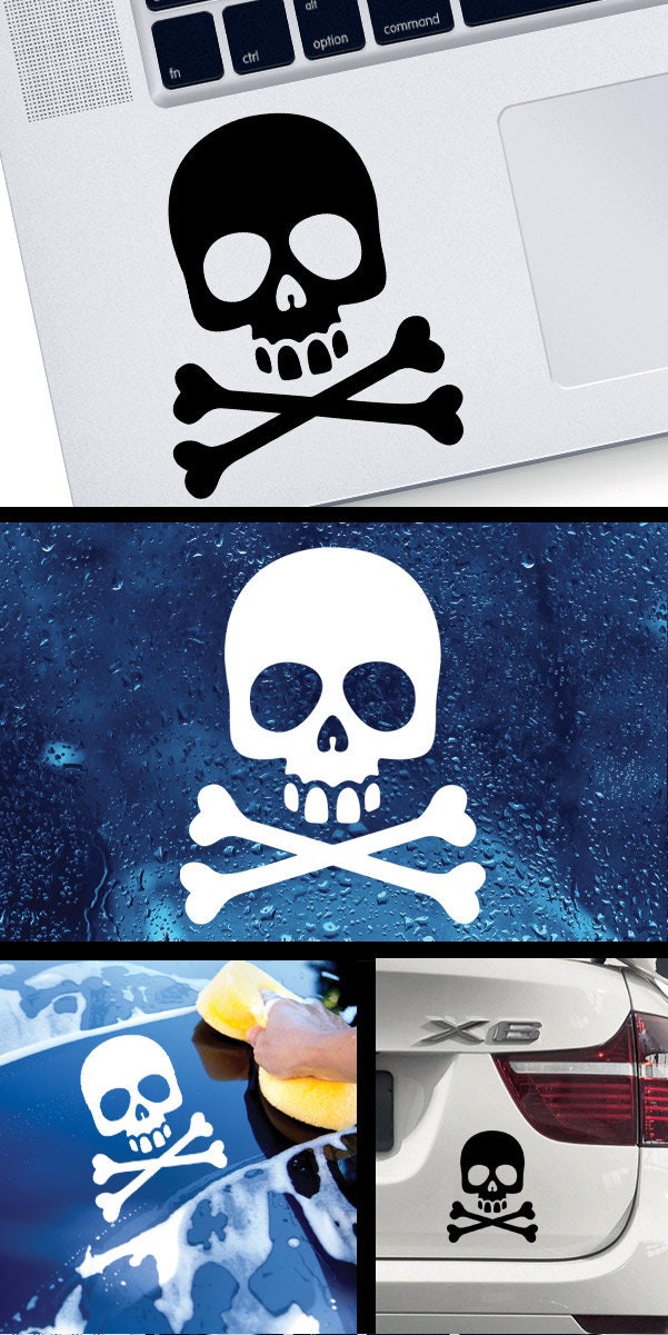 Decal Sticker Cross Bones Skull Waterproof and Weatherproof for Outdoor ...