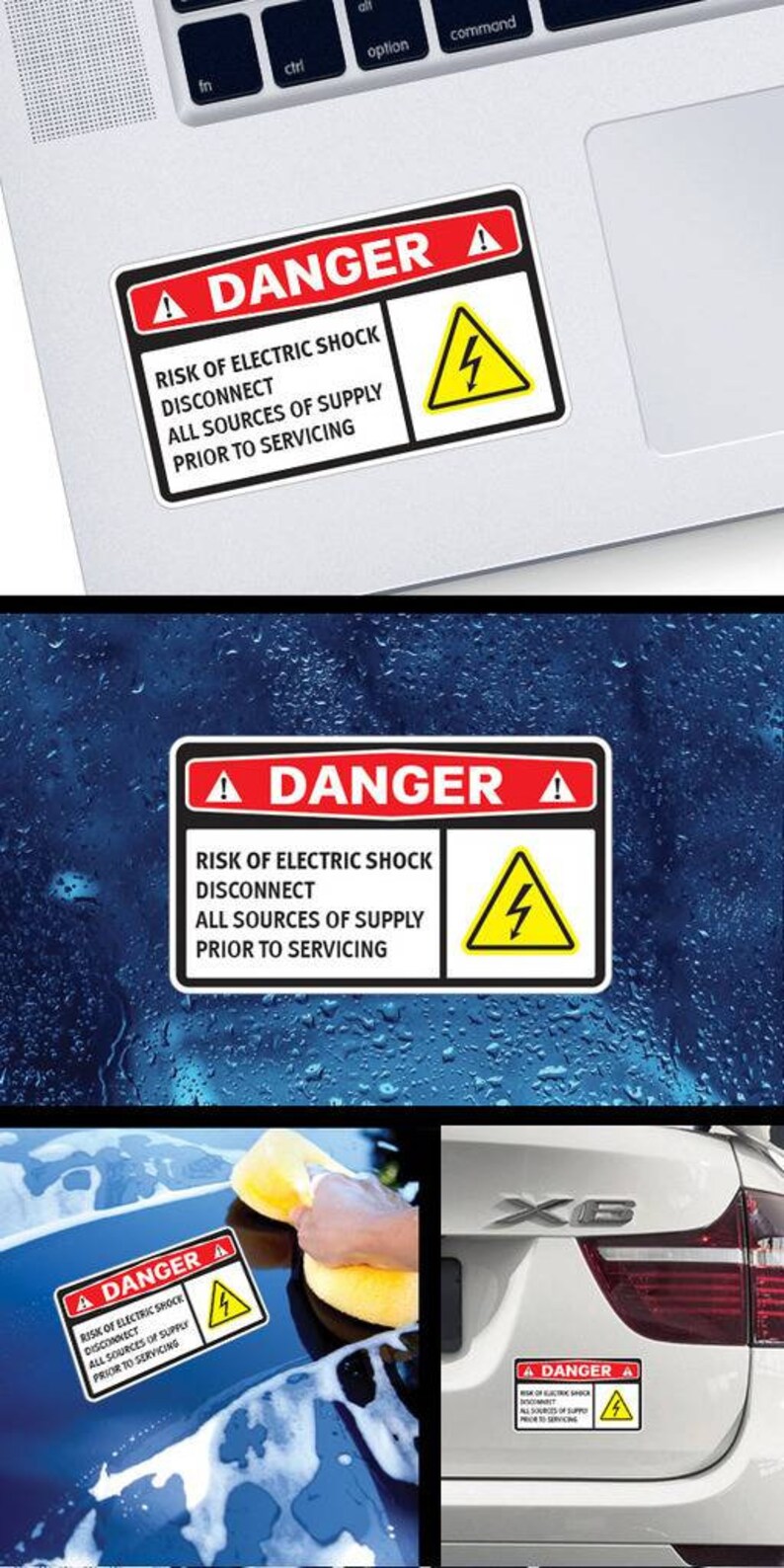 Decal Sticker Danger Risk of Electric Shock Disconnect All Sources of ...