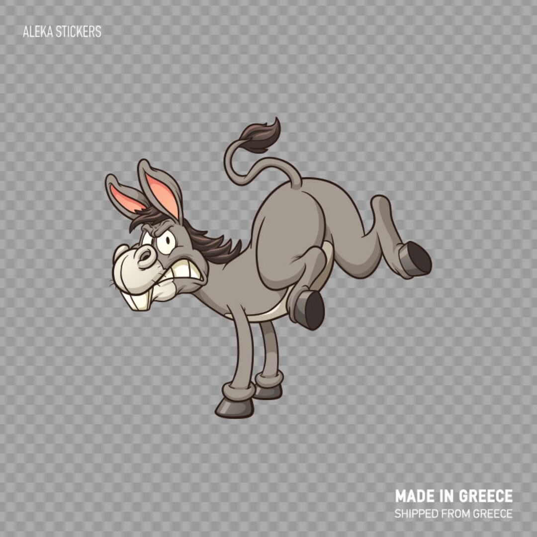 Decal Sticker Cartoon Angry Gray Donkey Kicking Farm X46W8 - Etsy