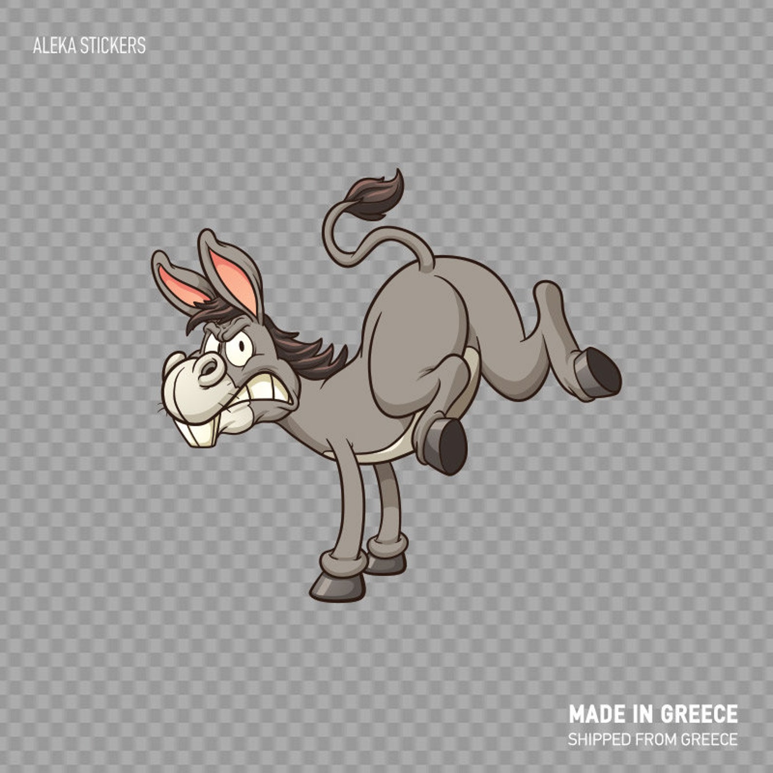 Decal Sticker Cartoon Angry Gray Donkey Kicking Farm X46W8 - Etsy