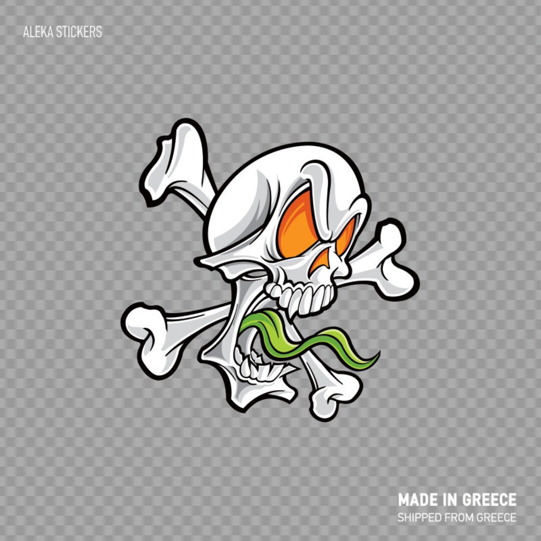 Decal Sticker Cartoon Skull Screaming Crossbone Funny Car Jet Ski ...