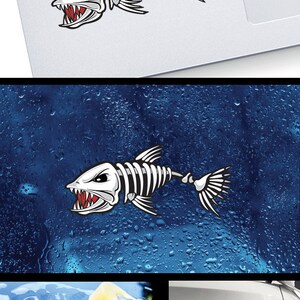Decal Sticker Fish Skeleton Bones Fishing Store Decoration Freshwater ...