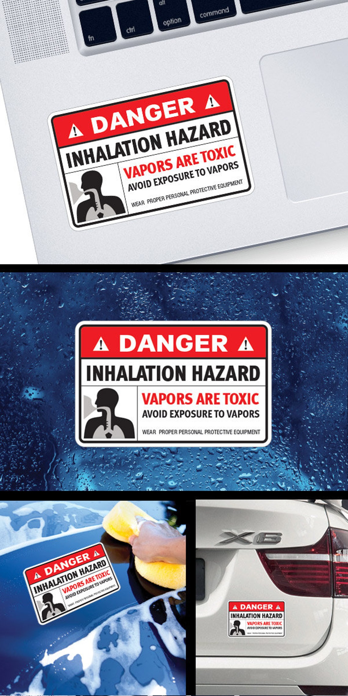 Decal Sticker Danger Inhalation Hazard. Vapors Area Toxic. Avoid ...