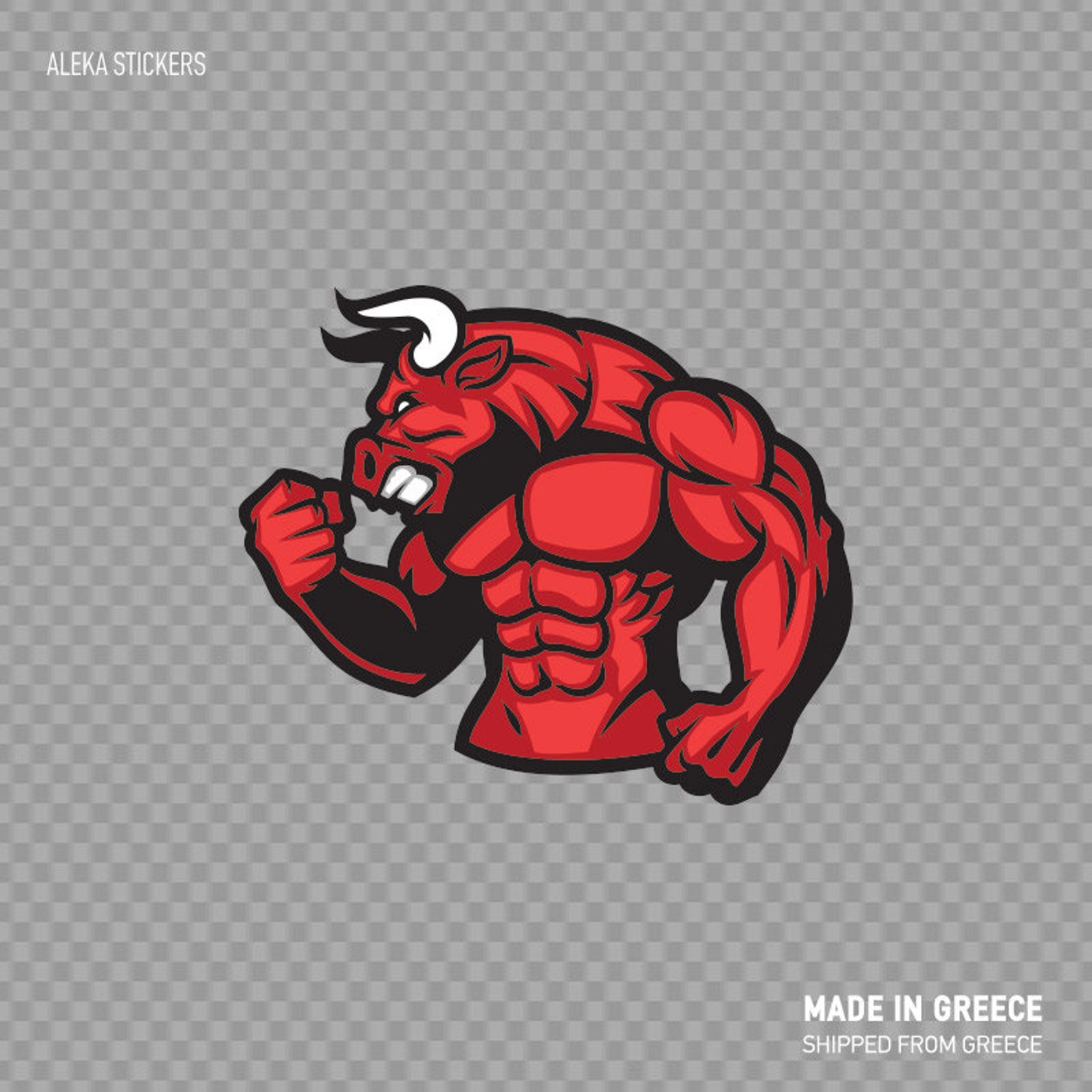 Decal Sticker Gym Bull Bodybuilder Muscle Red Brutal Aggressive Vivid ...