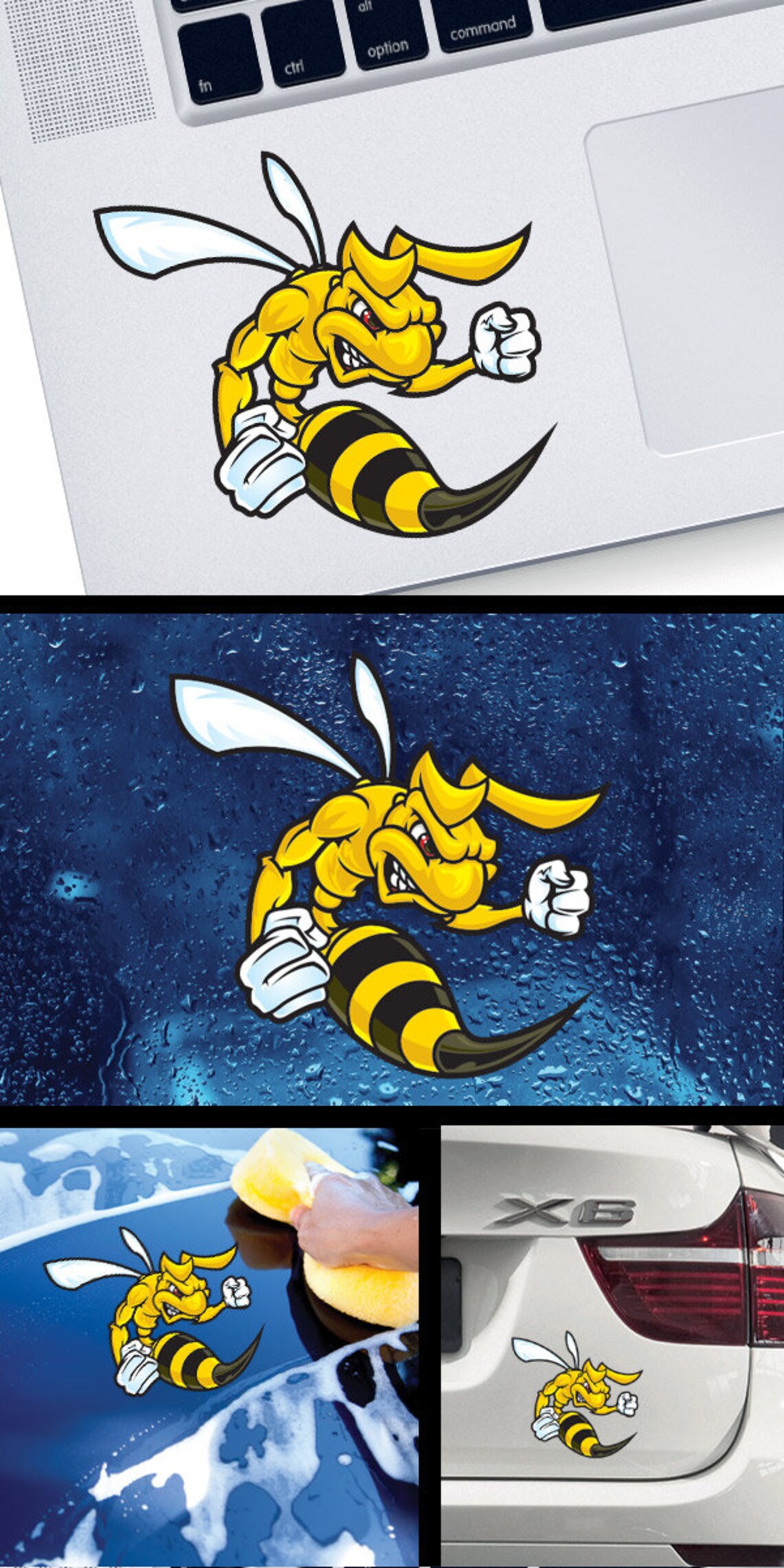 Decal Sticker Bee Hornet Wasp Aggressive Brutal Honey Racing Strength ...