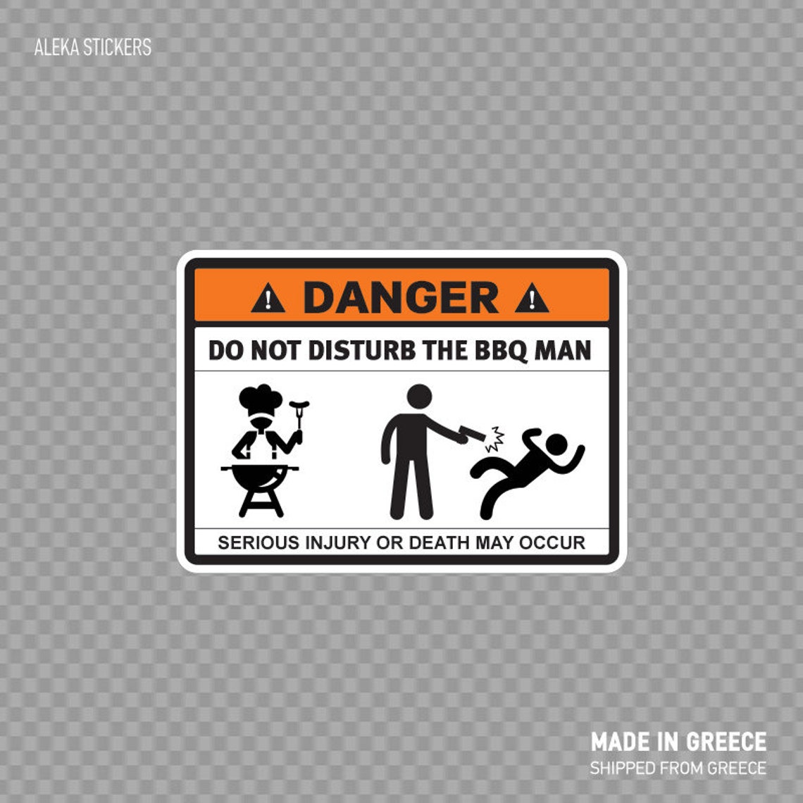 Decal Sticker Danger Funny sign Do Not Disturb The Bbq Man | Etsy