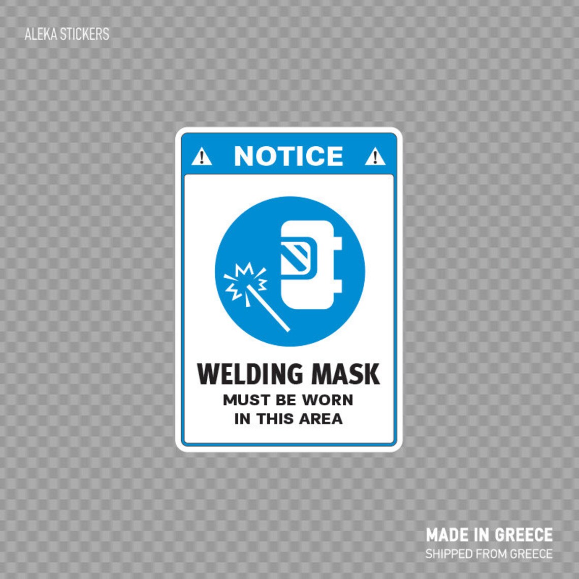 Decal Sticker Notice. Welding Mask Must Be Worn in This Area Mechanic ...