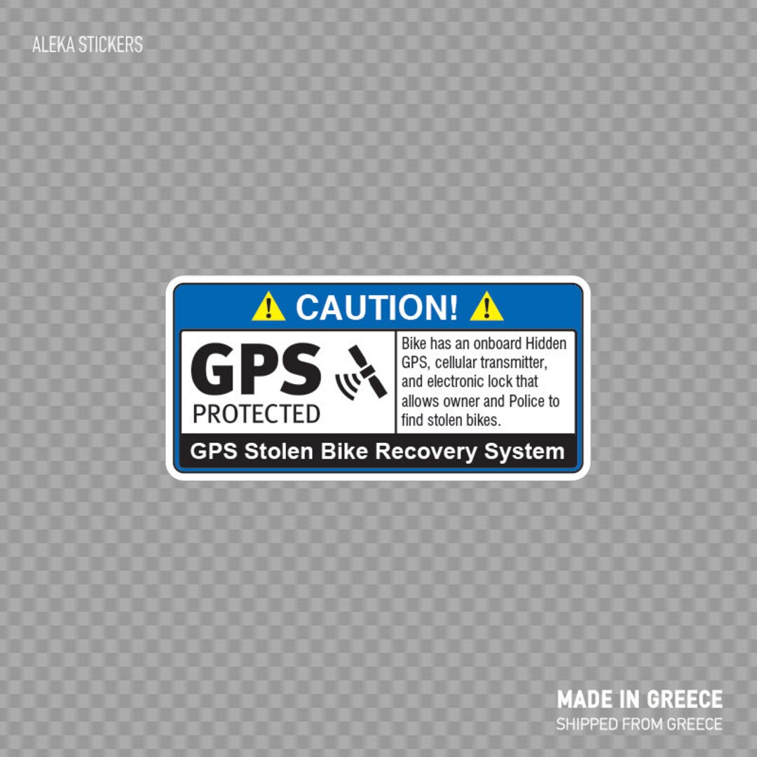 Decal Sticker GPS Protected Prevention Sign Bike Safety Sign Quality ...