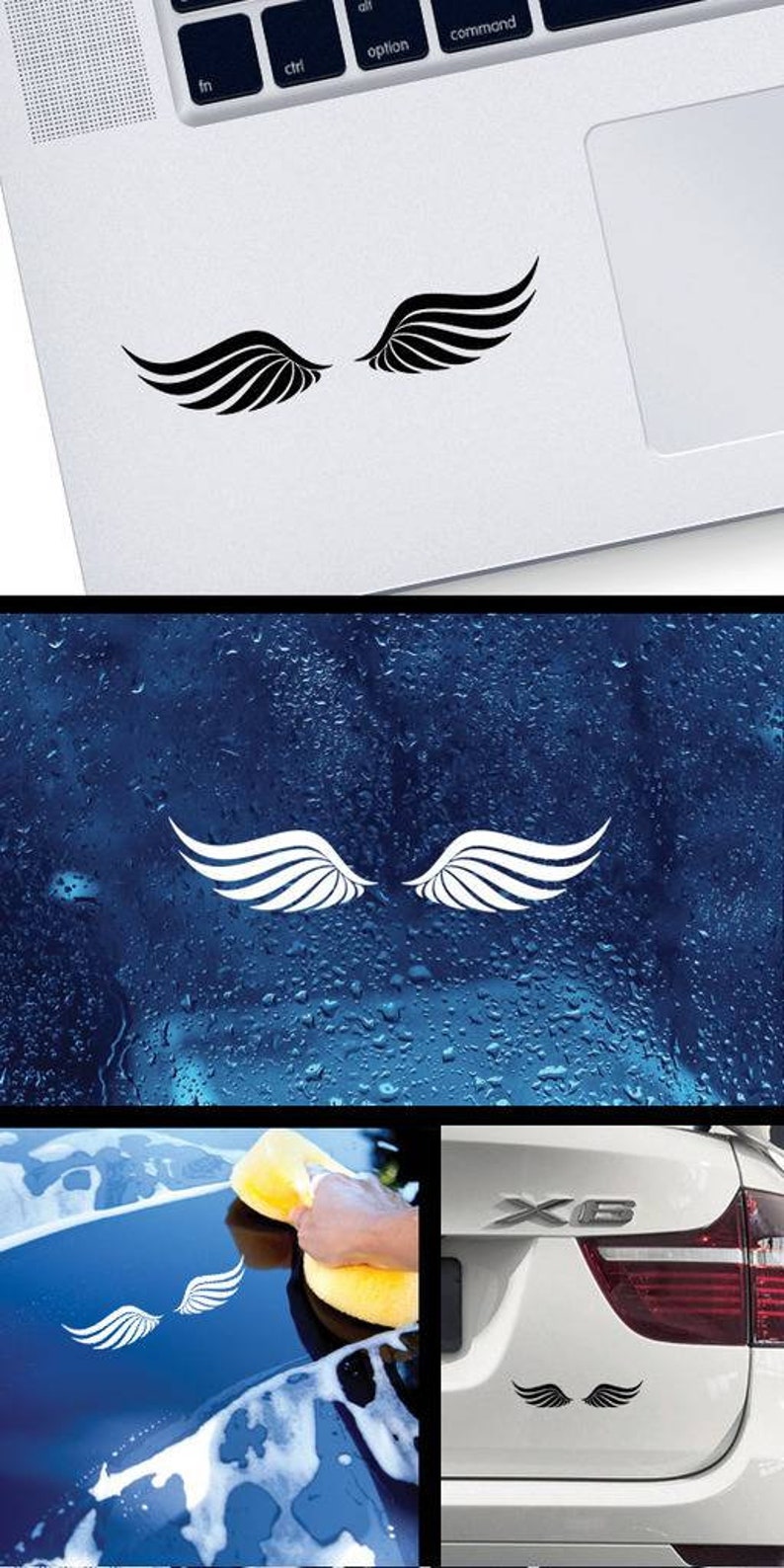 Decal Sticker Pair of Wings Angels Air-force Fly Freedom Icarus Patriot ...