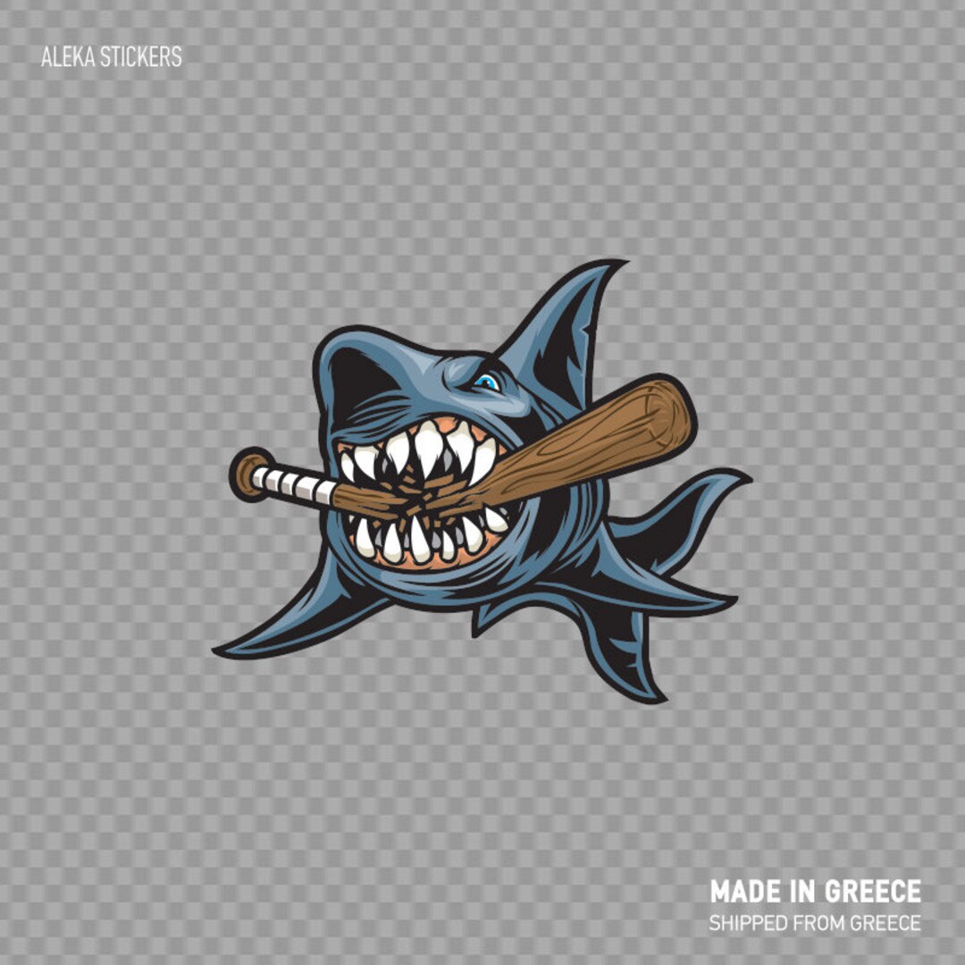 Decal Sticker Baseball Shark Extreme Sports Attack Fear Bite Scuba ...