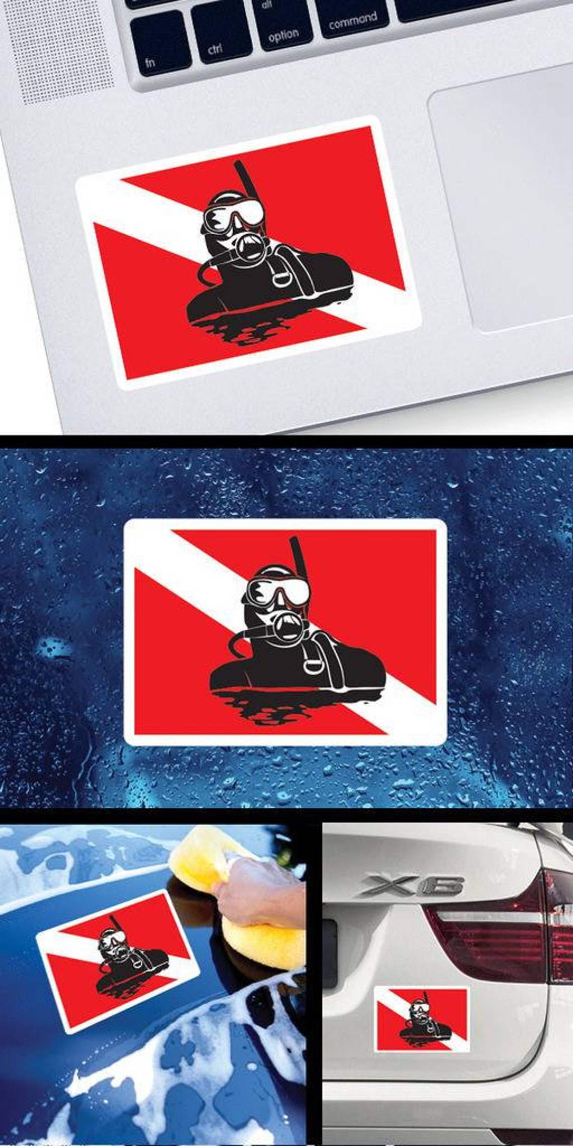 Decal Sticker Flag Diver Scuba Diving Dive Diving Ocean | Etsy