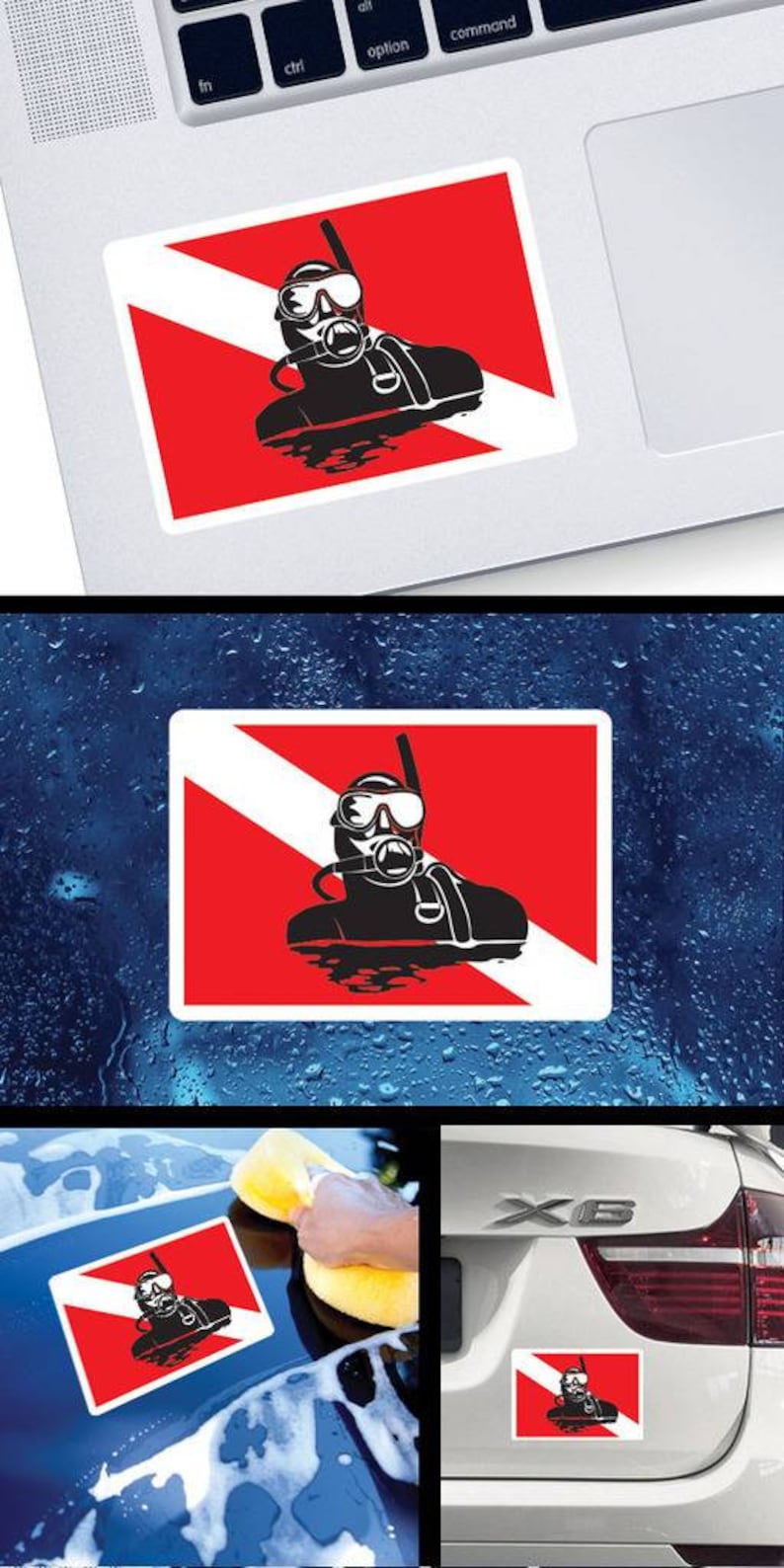 Decal Sticker Flag Diver Scuba Diving Dive Diving Ocean | Etsy