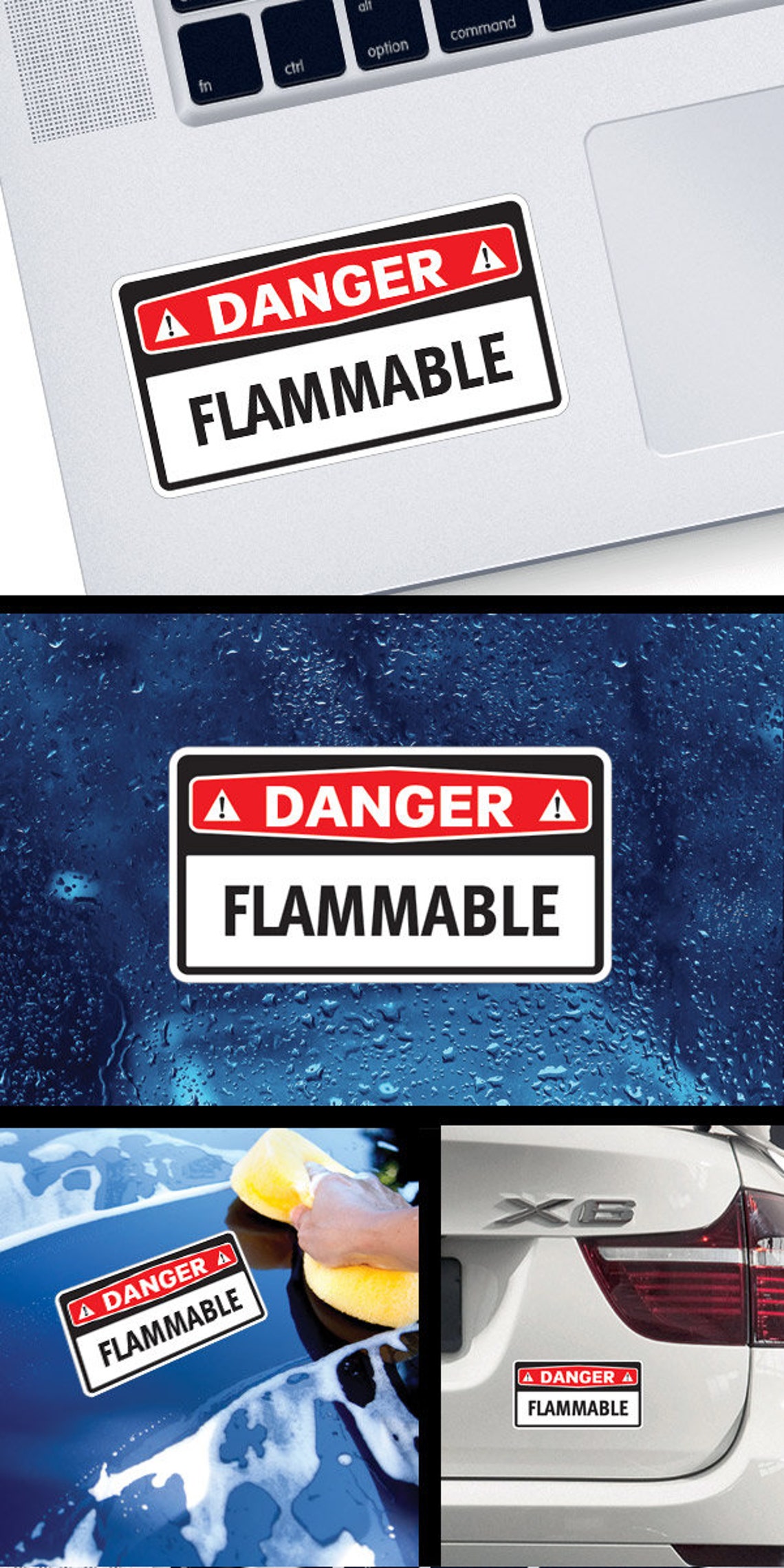 Decal Sticker Danger Flammable Safety Sign Top Quality X4294 - Etsy