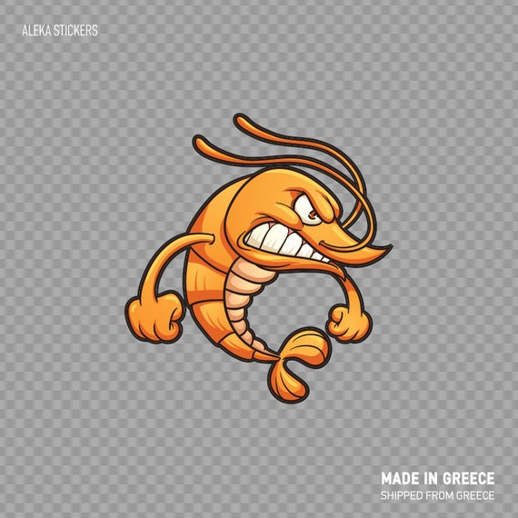 Decal Sticker Angry Cartoon Shrimp boat decoration fishing | Etsy